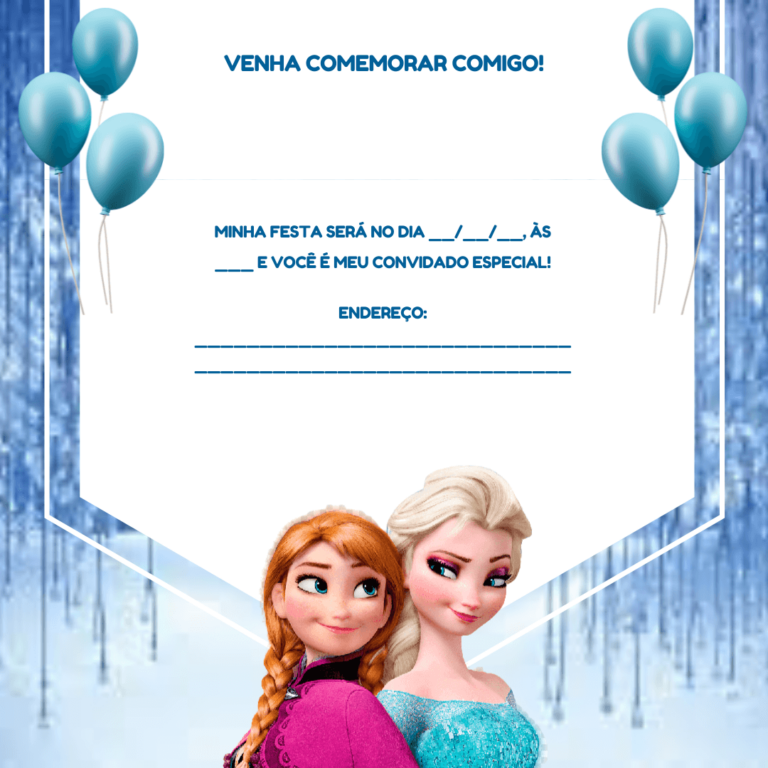 Convite da Frozen: 10 modelos gratuitos e editáveis - Bolo Guaraná