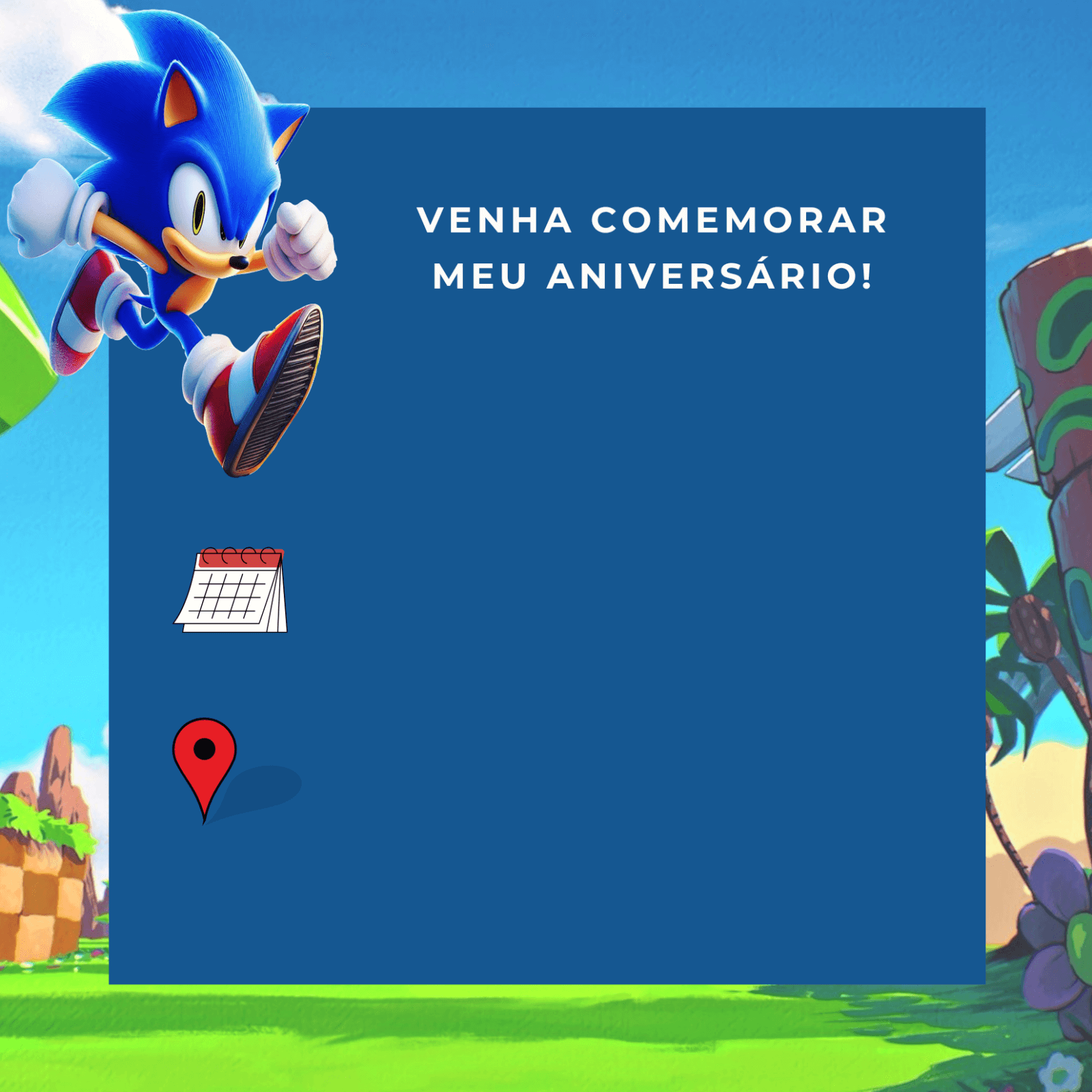 Convite do Sonic: arquivos grátis para editar e enviar no WhatsApp