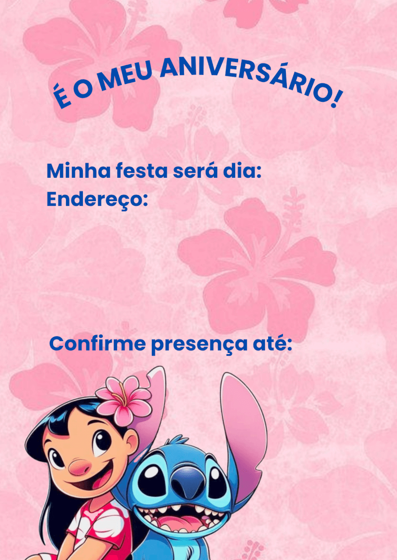 Convite Stitch Grátis: Modelos Editáveis para Baixar e Enviar